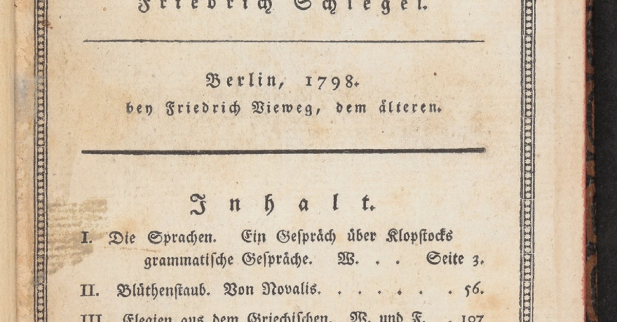 Athenaeum. Eine Zeitschrift von August Wilhelm Schlegel und Friedrich ...